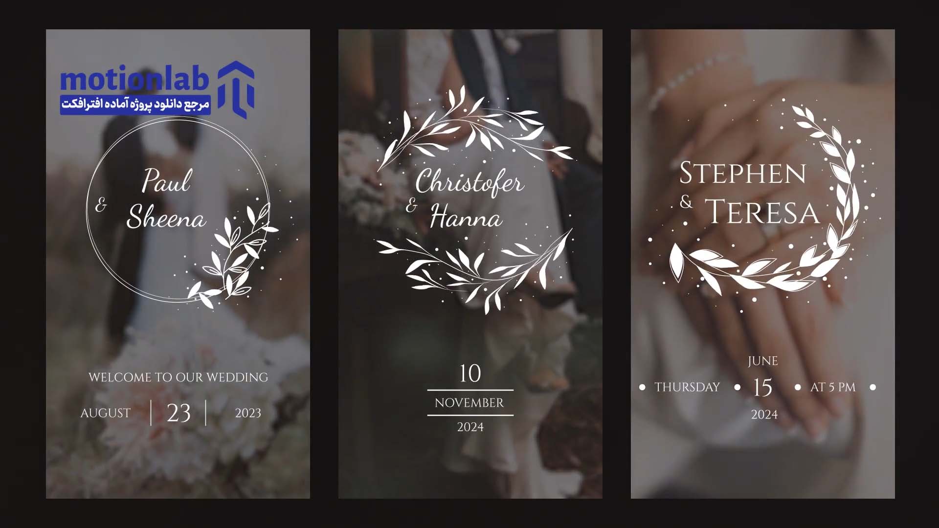 پروژه آماده افترافکت پک استوری عروسی Wedding Instagram Stories موشن لب