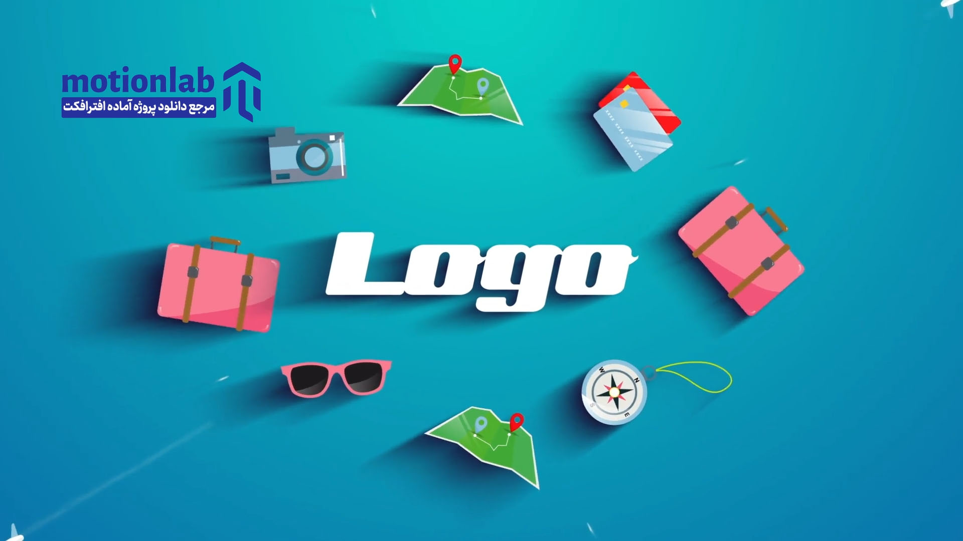 پروژه آماده افترافکت لوگو موشن سفر Travel Logo Reveal موشن لب