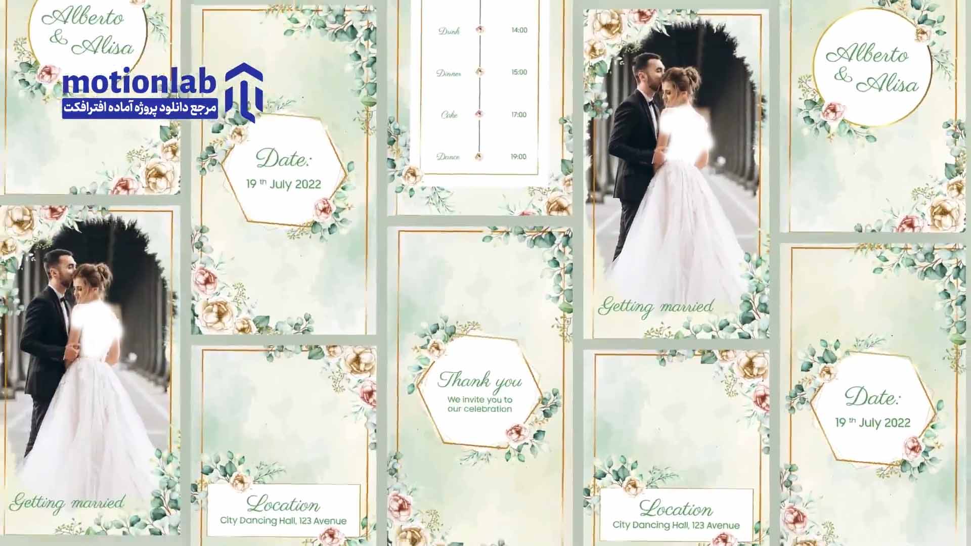 پروژه آماده افترافکت استوری کارت عروسی Wedding Invitation Instagram