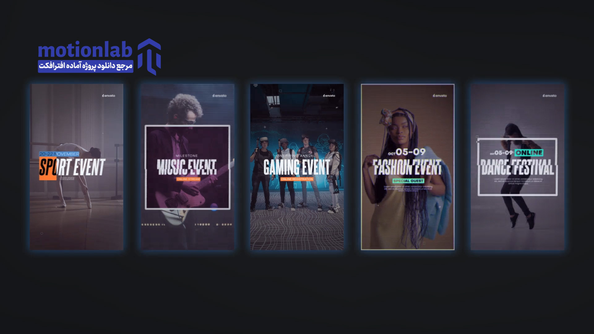 پروژه آماده افترافکت استوری فستیوال موسیقی Event Promo Stories - موشن لب