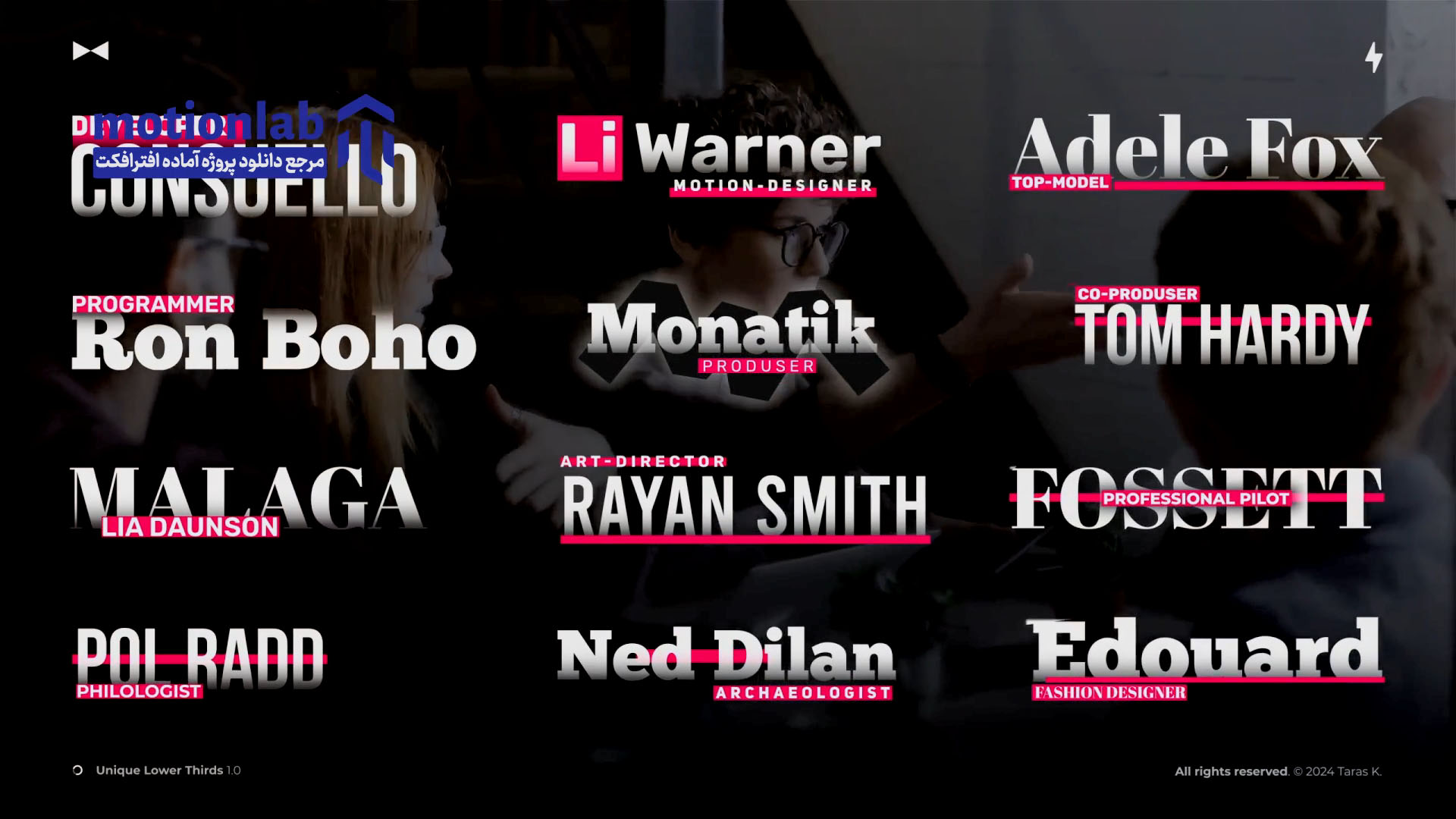 پروژه آماده افترافکت تایتل موشن معرفی Unique Lower Thirds - موشن لب