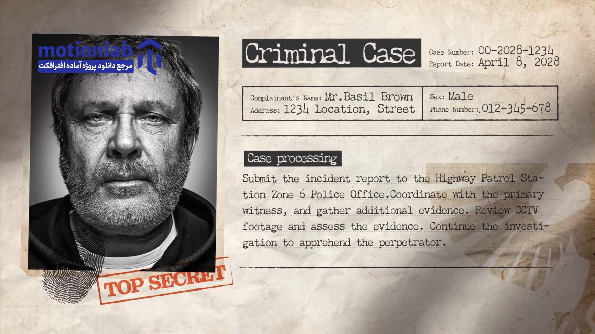 پروژه آماده افترافکت اسلایدشو جنایی Criminal Case File Video Template ...